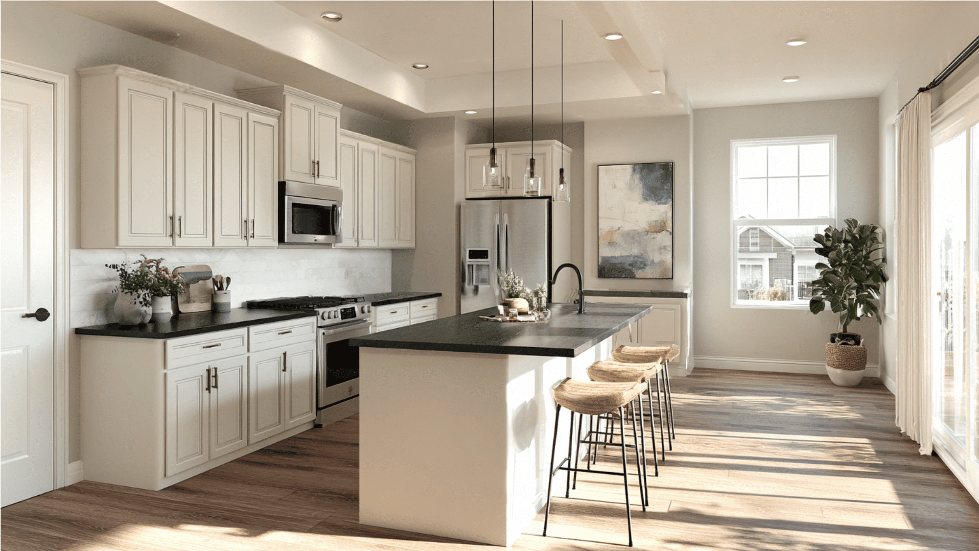 29 Ideas of Dark Countertops & Light Cabinets for Kitchen - Opple House